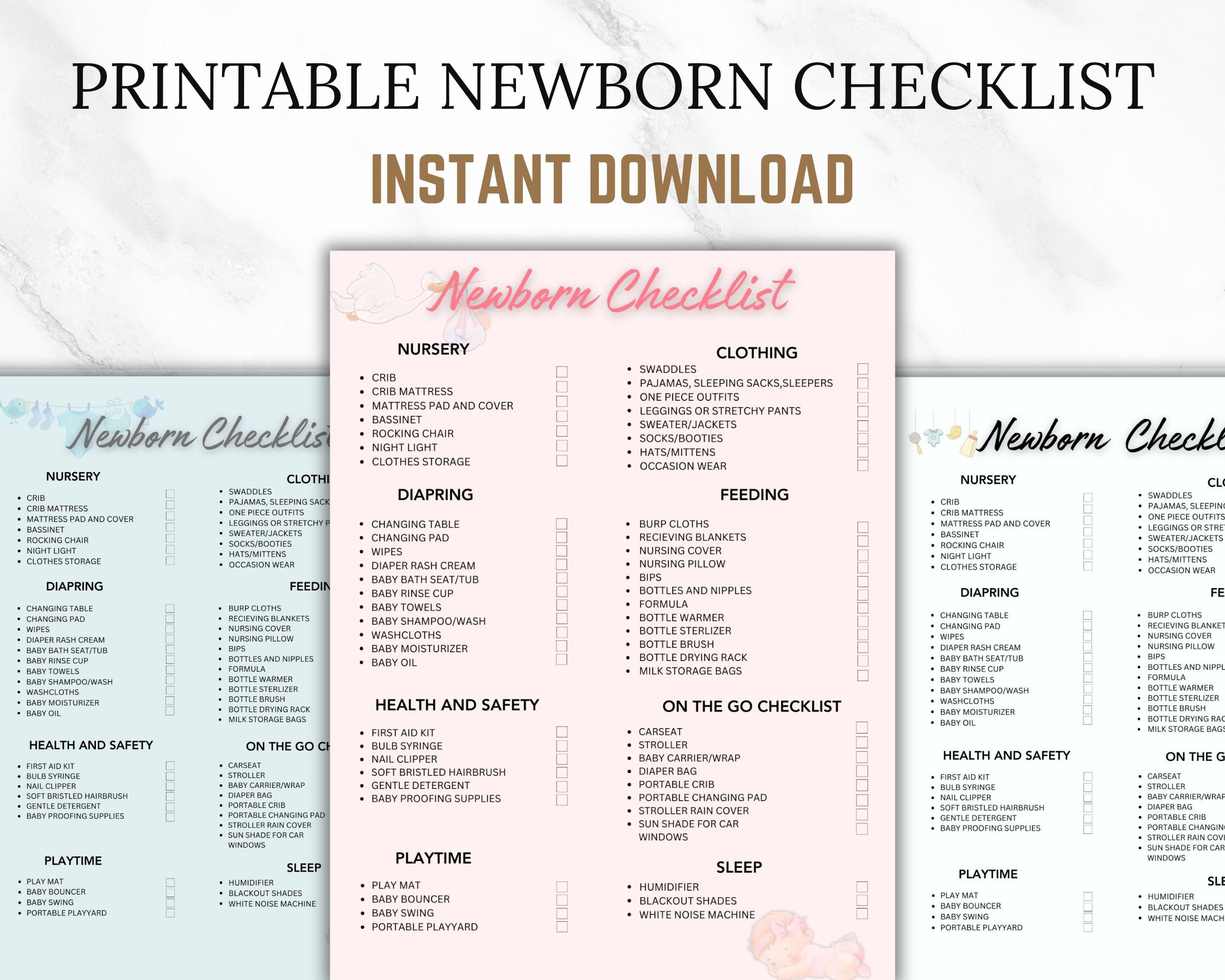 Baby Essentials Checklist Printable, Newborn Checklist, New Baby ...