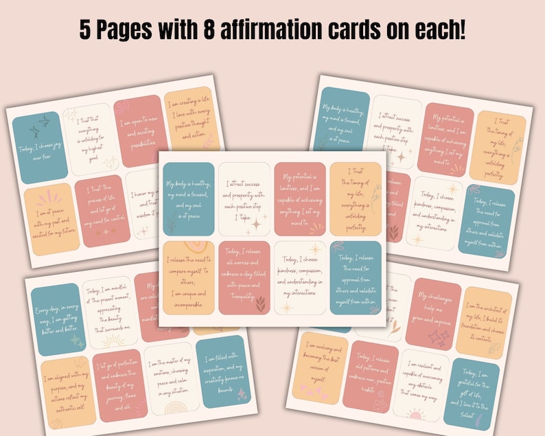 40 Daily Affirmation Cards: Printable Self-care Deck (digital Download ...