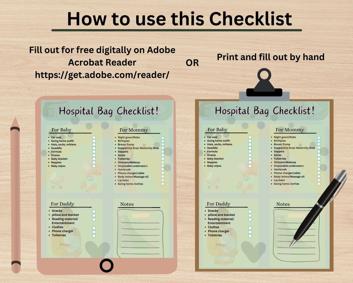 Hospital Bag Checklist, Maternity Bag Checklist, Labor Bag Packing List ...