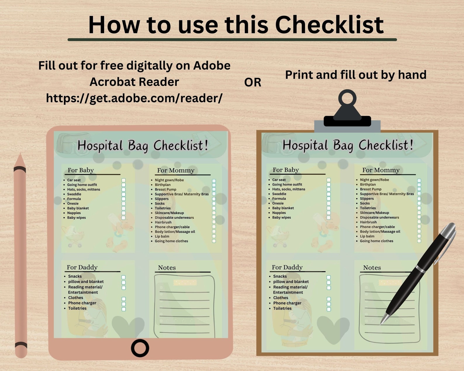 Hospital Bag Checklist, Maternity Bag Checklist, Labor Bag Packing List ...