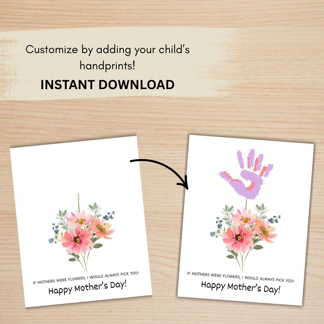 Mother’s Day Handprint Craft | Printable Baby Handprint Flower Card ...