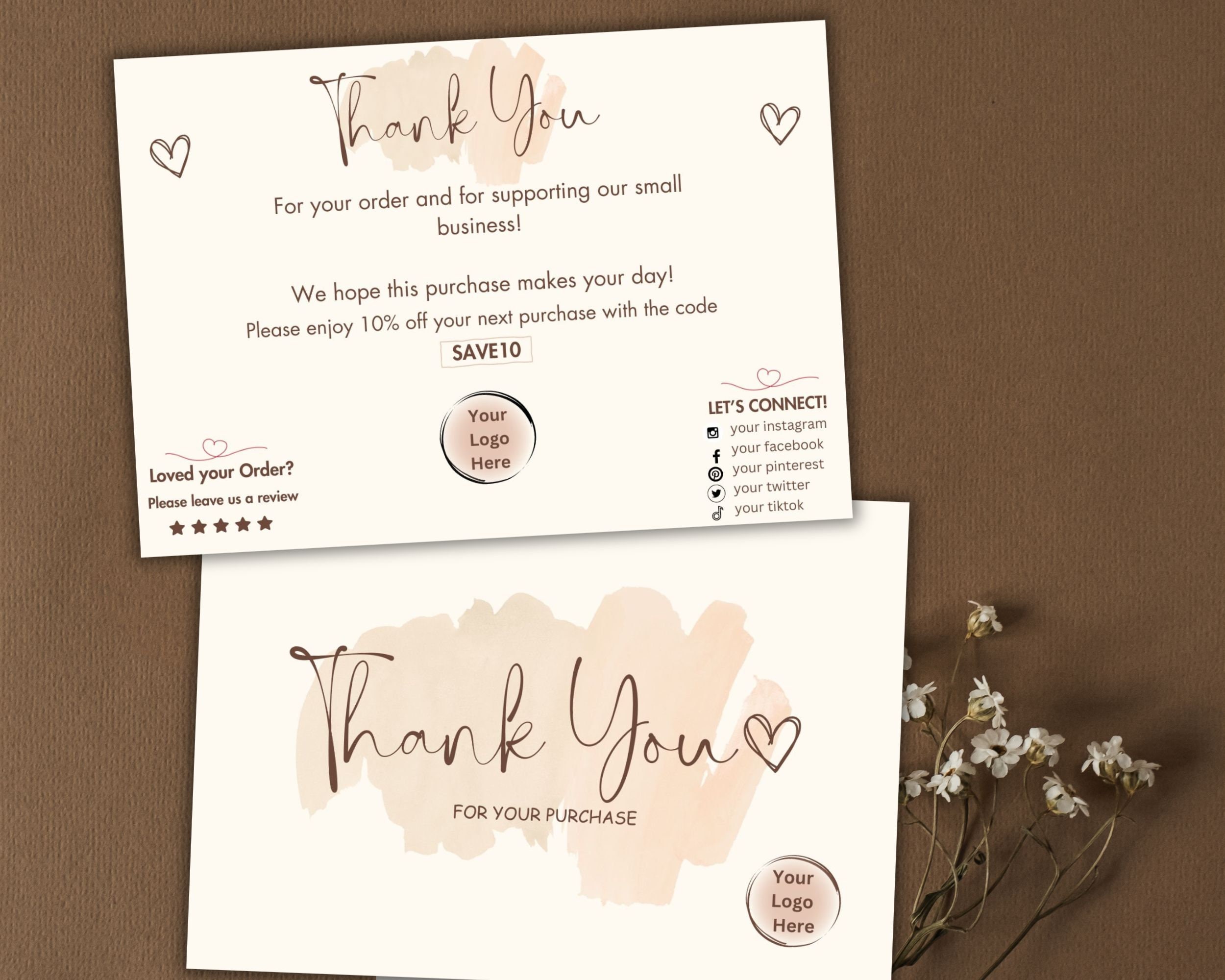 Editable Thank You Card Template: Neutral Packaging Insert (canva) - Etsy