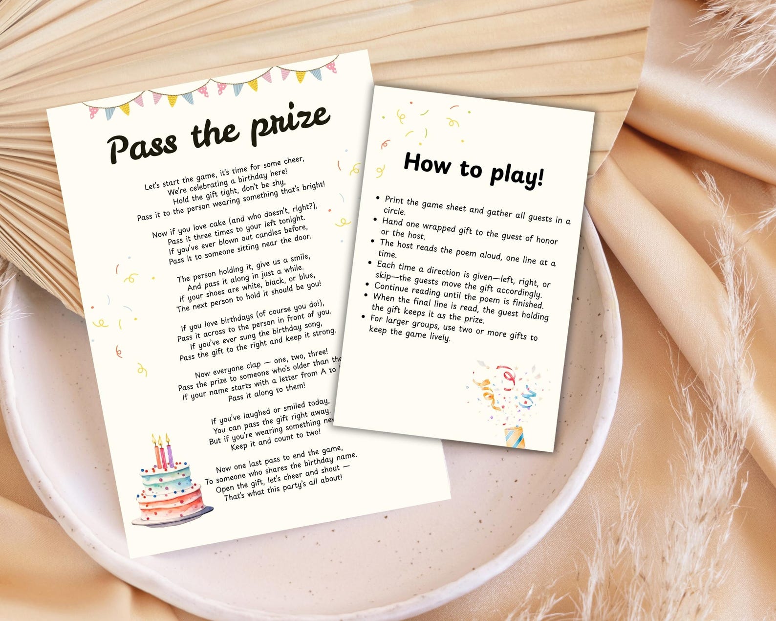 Pass the Prize Game: Birthday Party Poem Activity (printable PDF) - Etsy