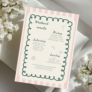 Editable Weekend Itinerary Card Template | Birthday Weekend Agenda ...