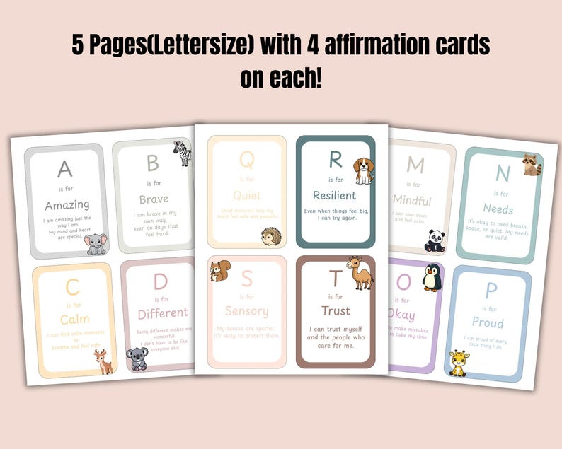 Autism Affirmation Cards for Kids | A-Z Positive Affirmations ...