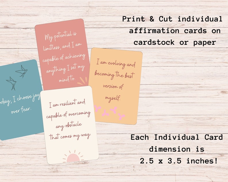 40 Daily Affirmation Cards: Printable Self-care Deck (digital Download ...