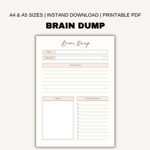 Brain Dump Printable, Priorities Organizer, Thoughts Organizer, Mind ...