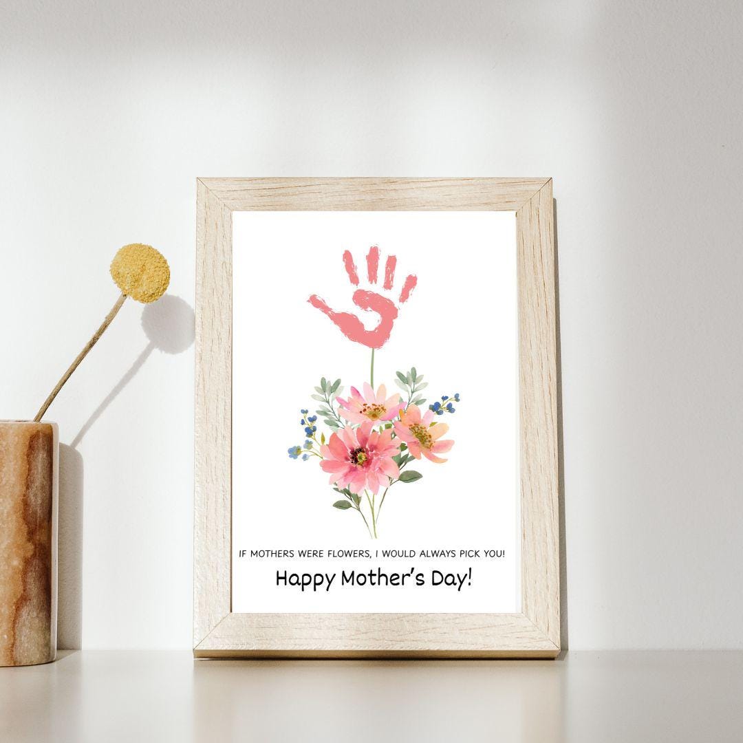 Mother’s Day Handprint Craft | Printable Baby Handprint Flower Card ...