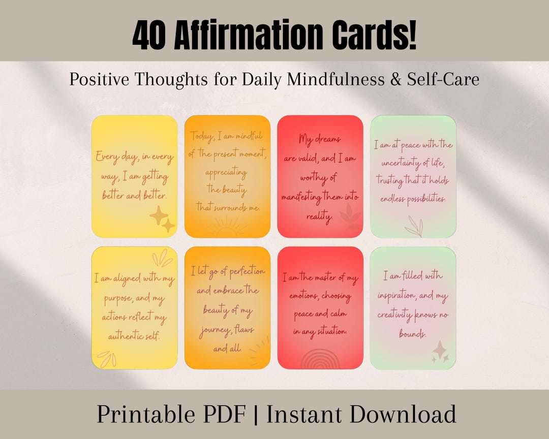 40 Daily Affirmation Cards: Positive Self Care & Mindfulness Deck ...