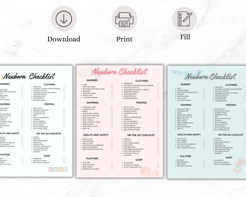Baby Essentials Checklist Printable, Newborn Checklist, New Baby ...