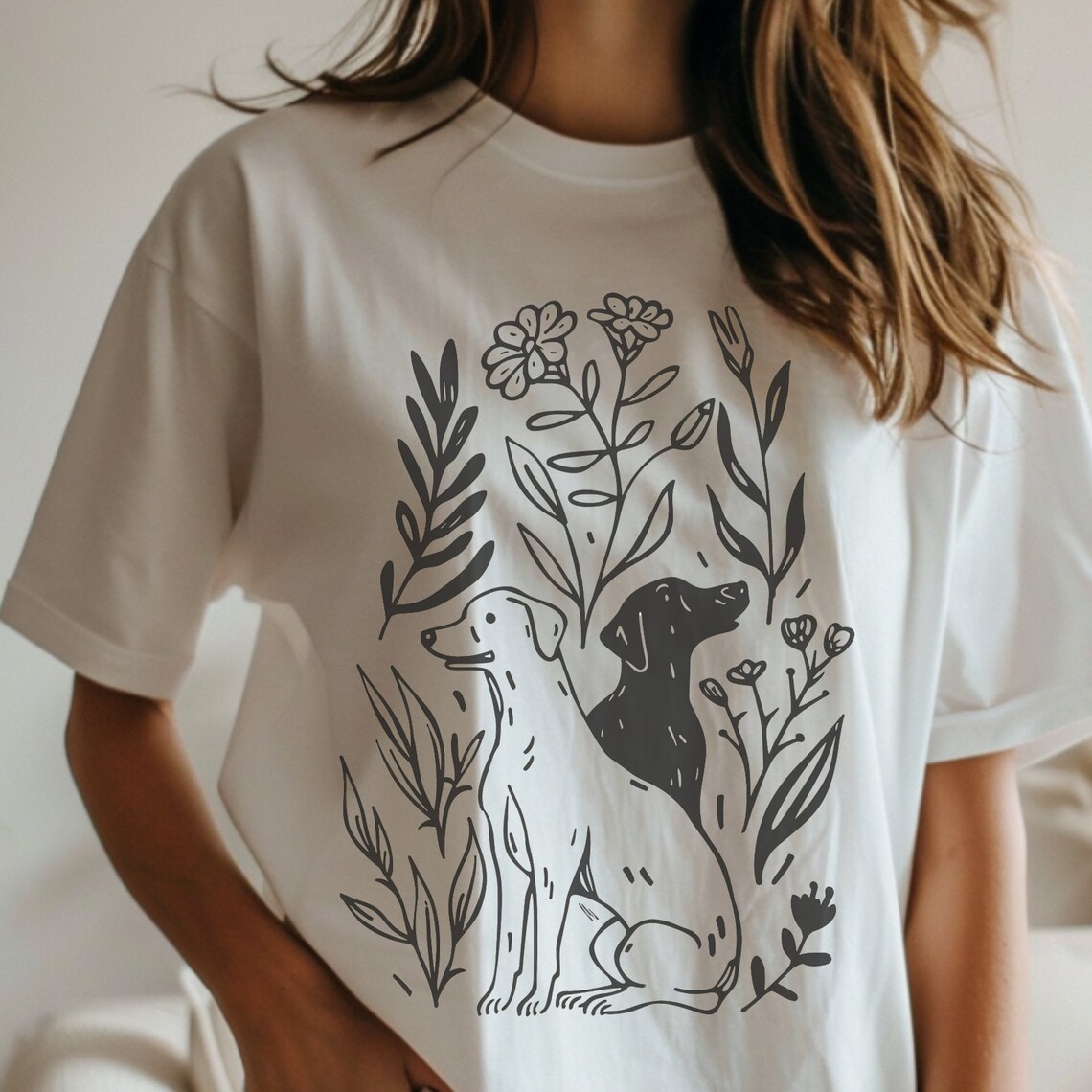 Cute Dog With Wildflower SVG File, Floral Dog SVG Files for Cricut ...