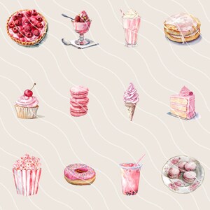 Pink Sweets Watercolor Clipart Bundle PNG & SVG, Candyland Clipart PNG ...