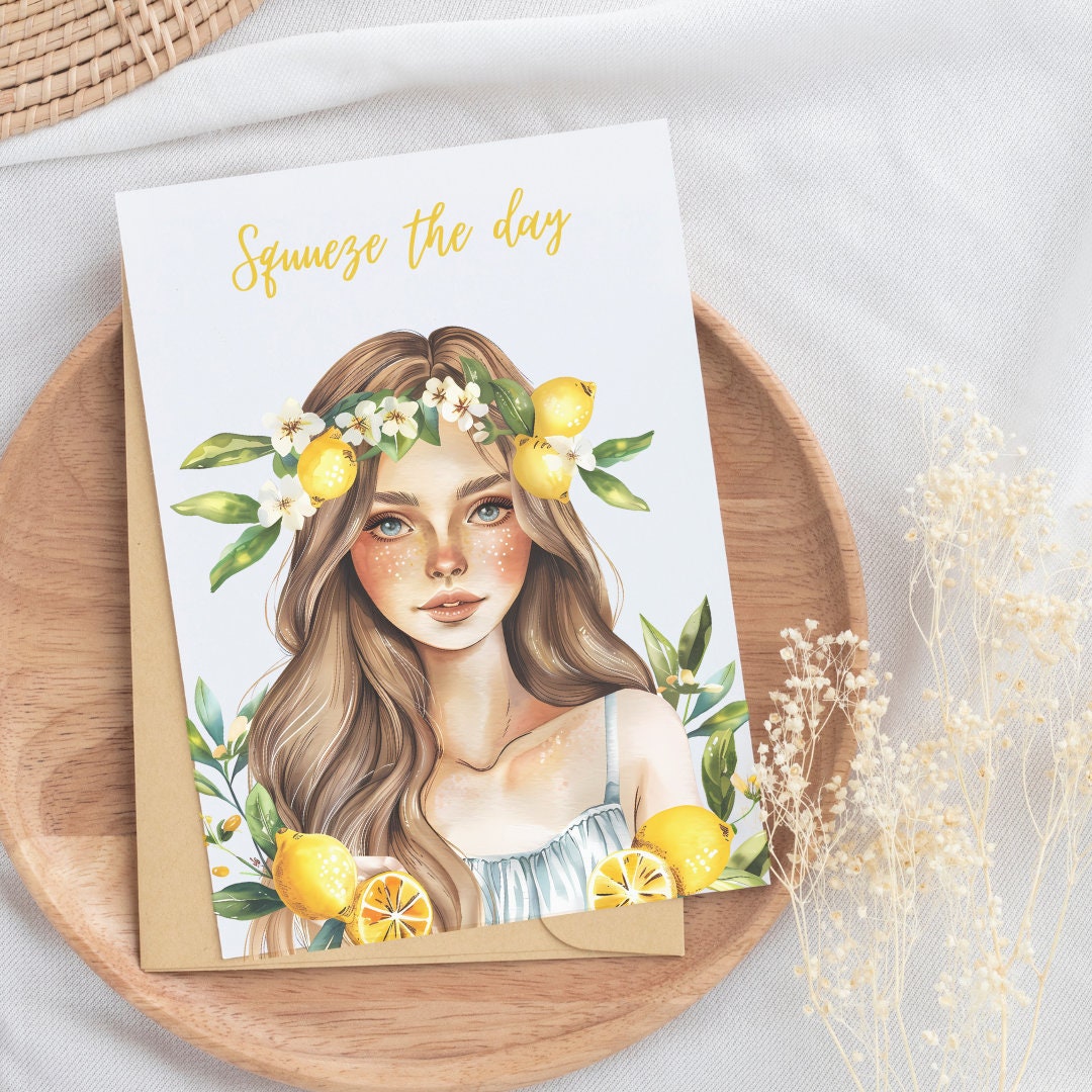 5 Watercolor Lemon Girls Clipart, Lemon PNG Bundle, Lemonade, Blossom ...