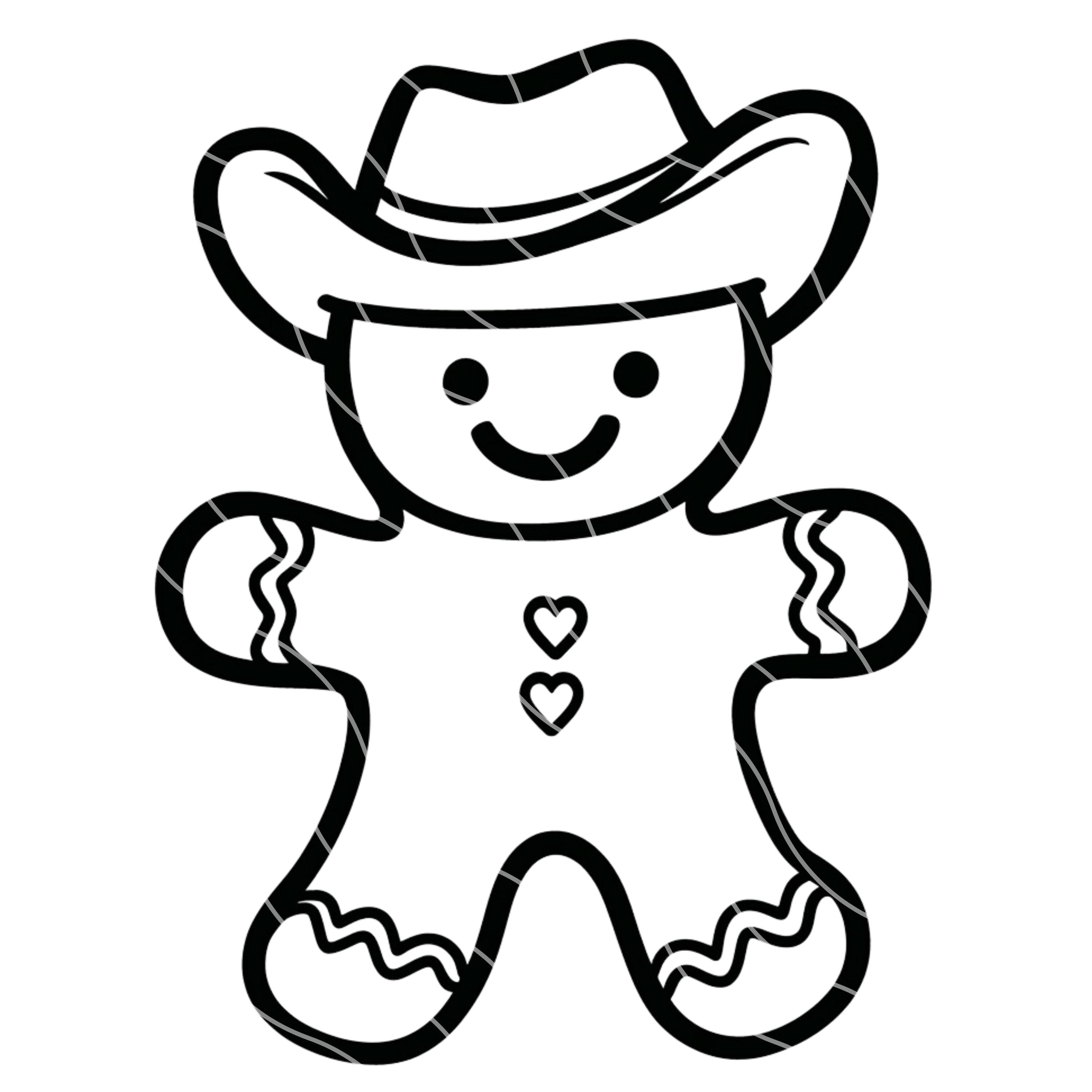 Cowboy Gingerbread Man SVG, Funny Gingerbread Clipart PNG, Snowman SVG ...