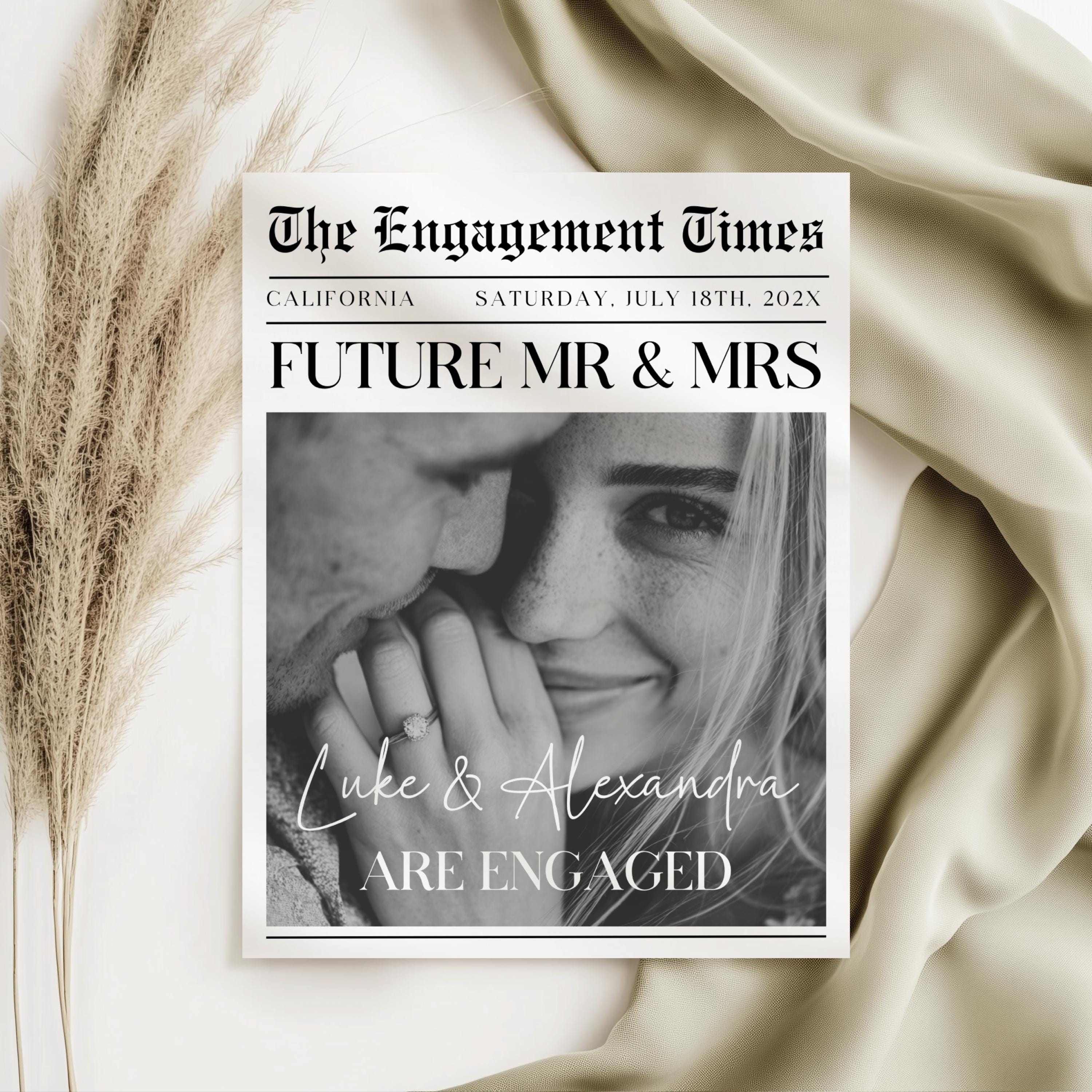 Newspaper Engagement Announcement - Editable Future Mr & Mrs Newspaper ...