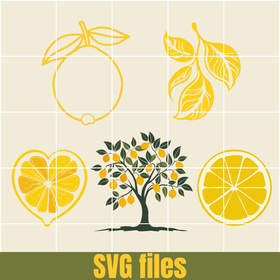 5 Lemon SVG Cut Files for Cricut & Silhouette, Lemonade, Summer Fruit ...