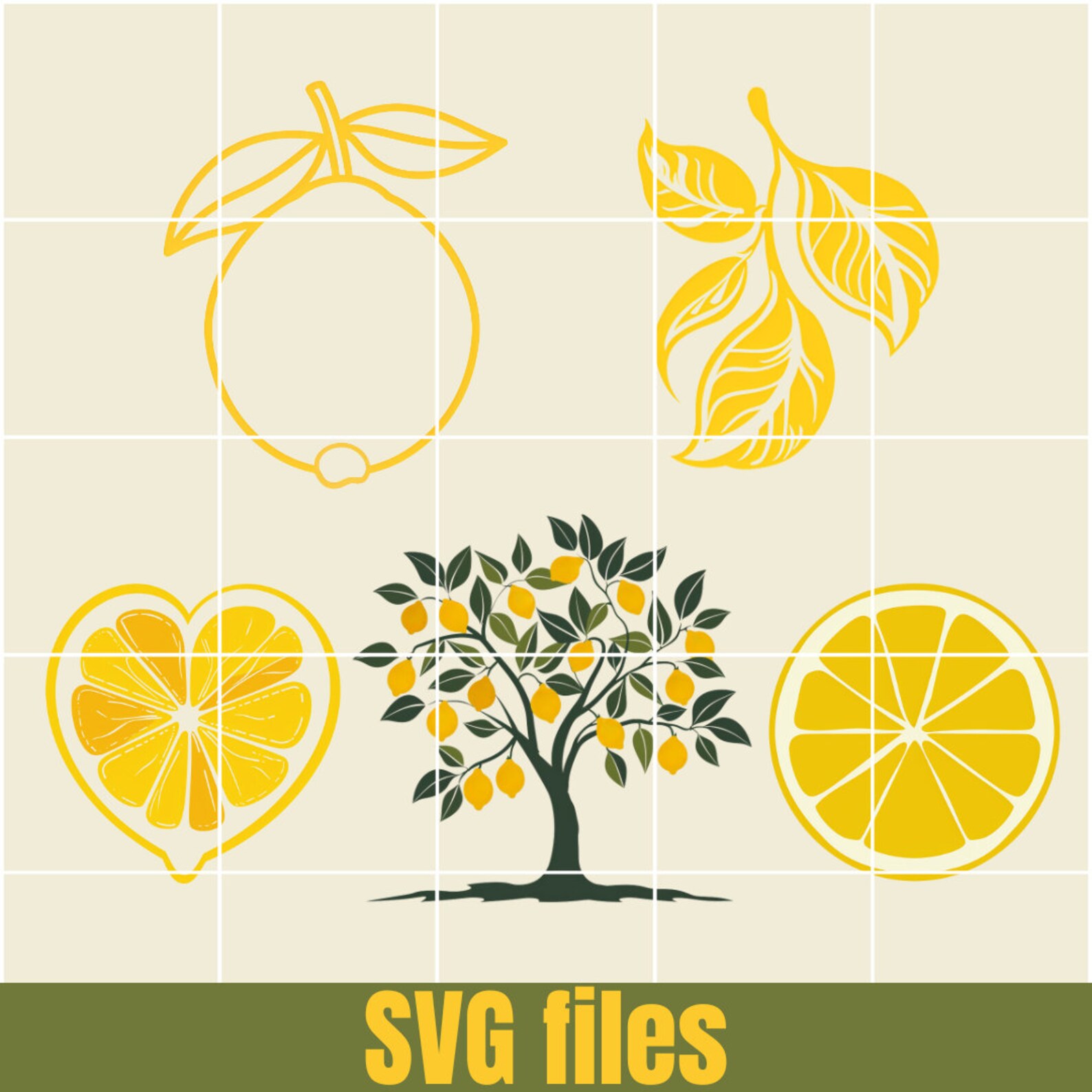 5 Lemon SVG Cut Files for Cricut & Silhouette, Lemonade, Summer Fruit ...