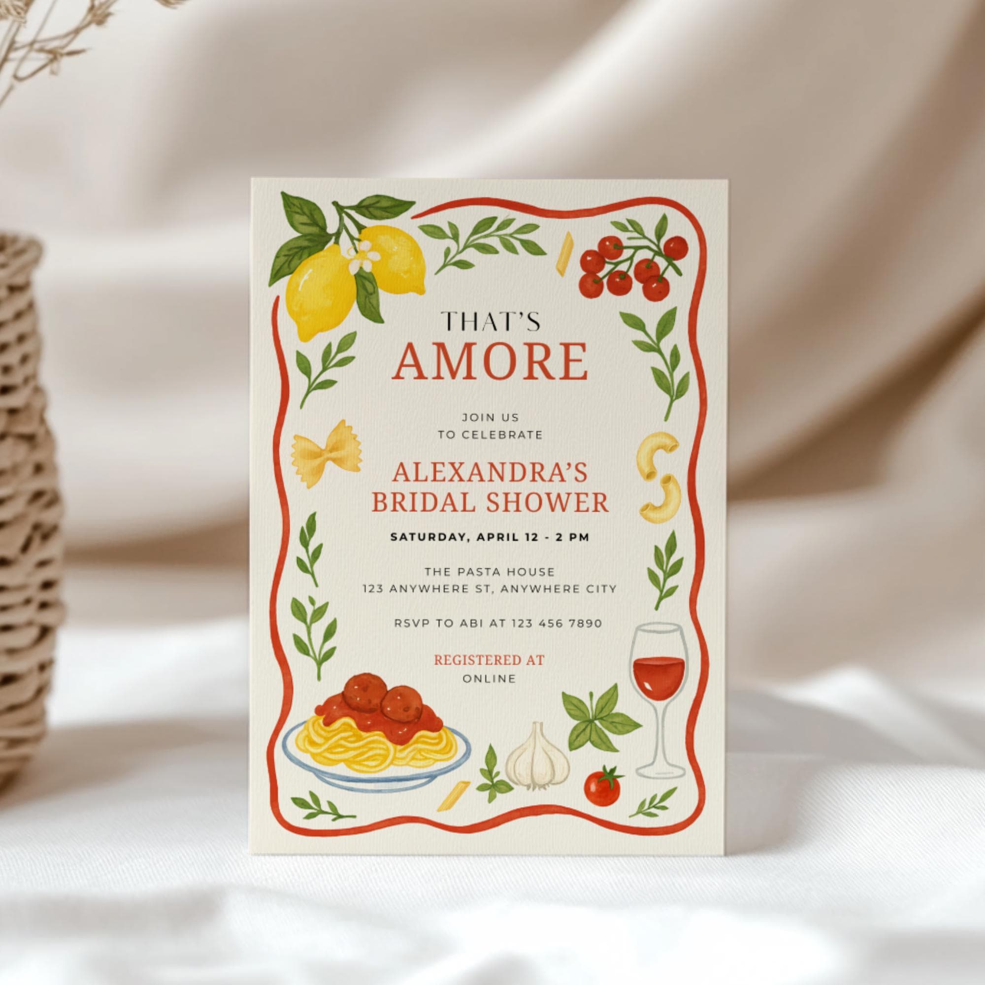 That's Amore Bridal Shower Invitation Template - Italian Bridal Shower ...