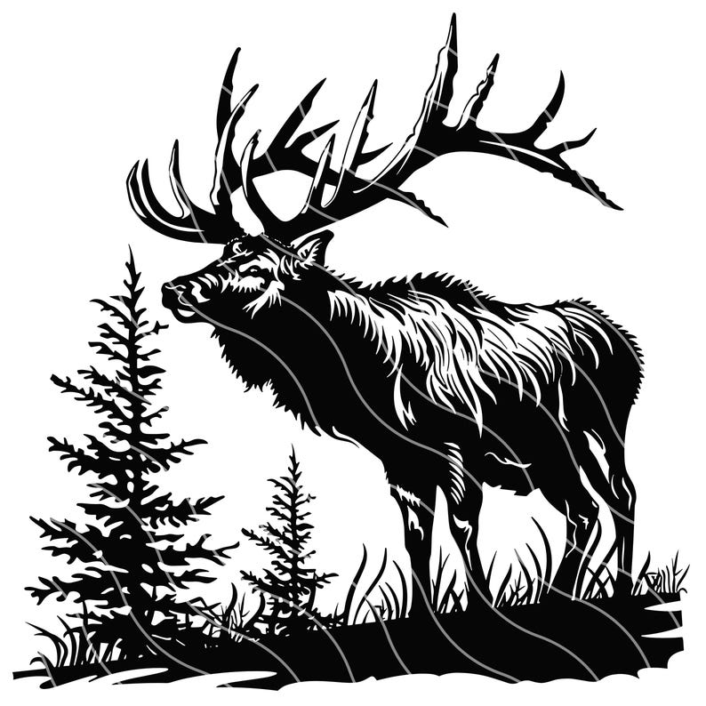 Detailed Bull Elk SVG, Elk Hunting SVG, Sublimation Hunting Design Elk ...
