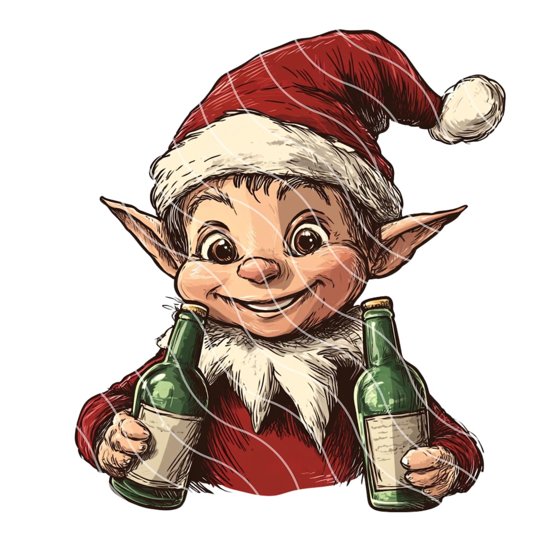 Elf SVG Clipart, Elf With Beer Trendy Shirt Design, Christmas Elf PNG ...