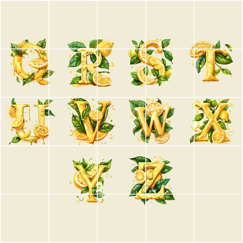 Watercolor Lemon Alphabet Clipart, Lemon SVG & PNG Bundle, Lemonade ...