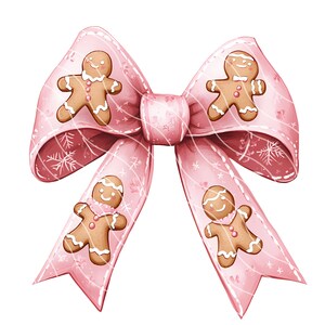 Preppy Coquette Gingerbread Clipart Watercolor, Gingerbread Man PNG ...