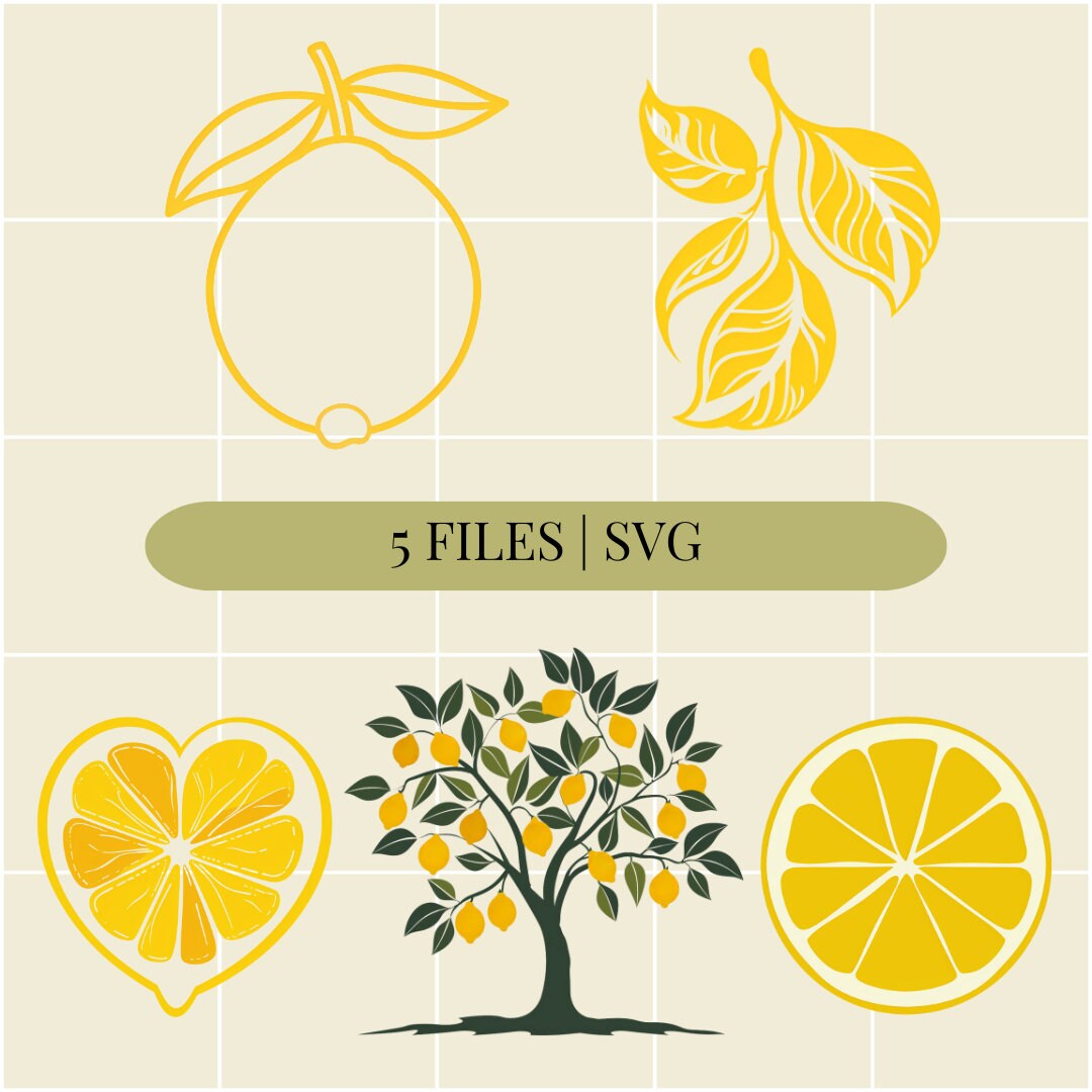 5 Lemon SVG Cut Files for Cricut & Silhouette, Lemonade, Summer Fruit ...