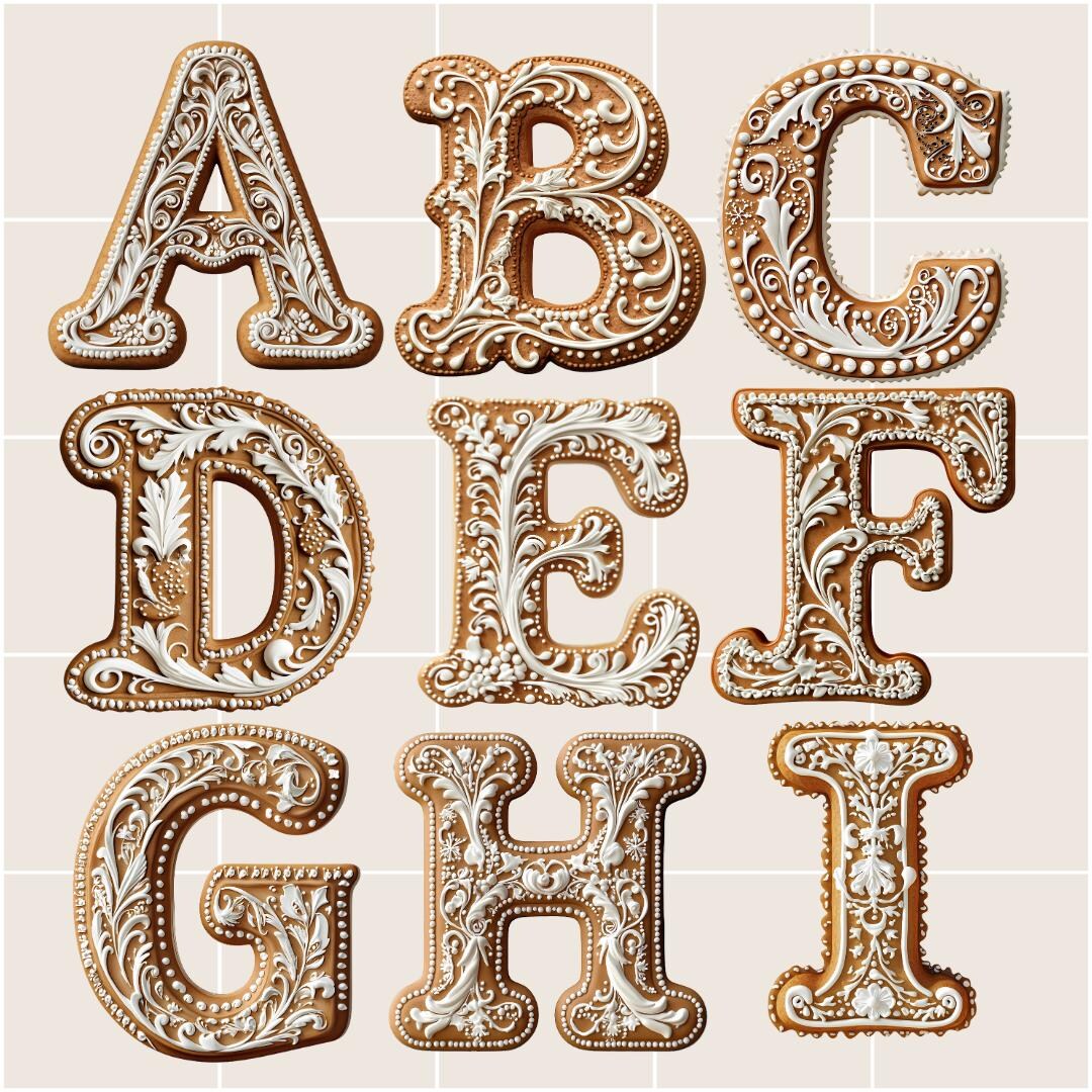 Christmas Alphabet Gingerbread SVG & PNG Bundle, Gingerbread Man ...