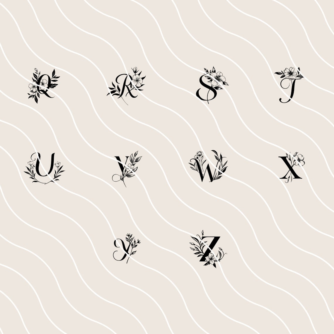 26 Alphabet Wildflower SVG Monogram Cut Files for Cricut & Silhouette ...