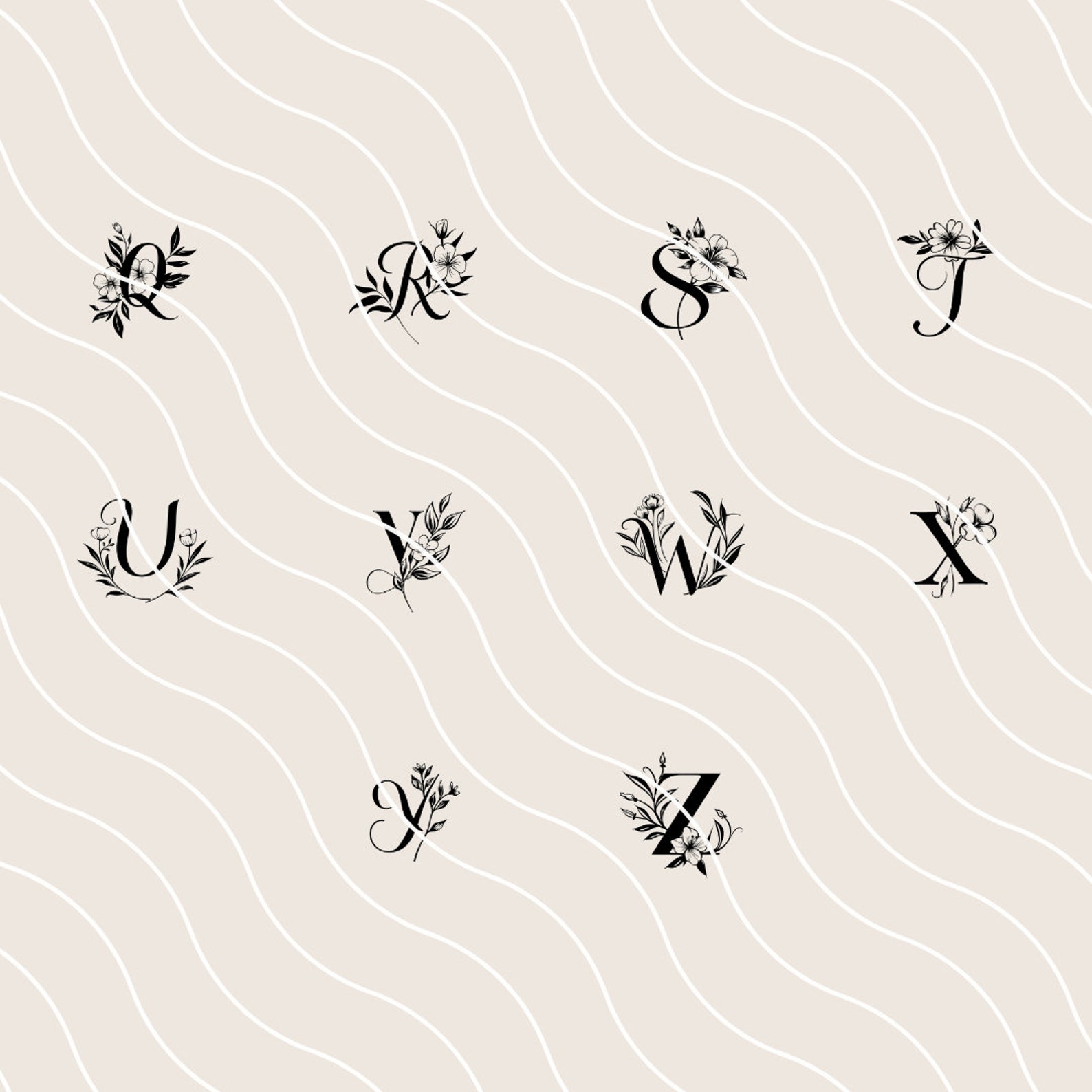 26 Alphabet Wildflower SVG Monogram Cut Files for Cricut & Silhouette ...