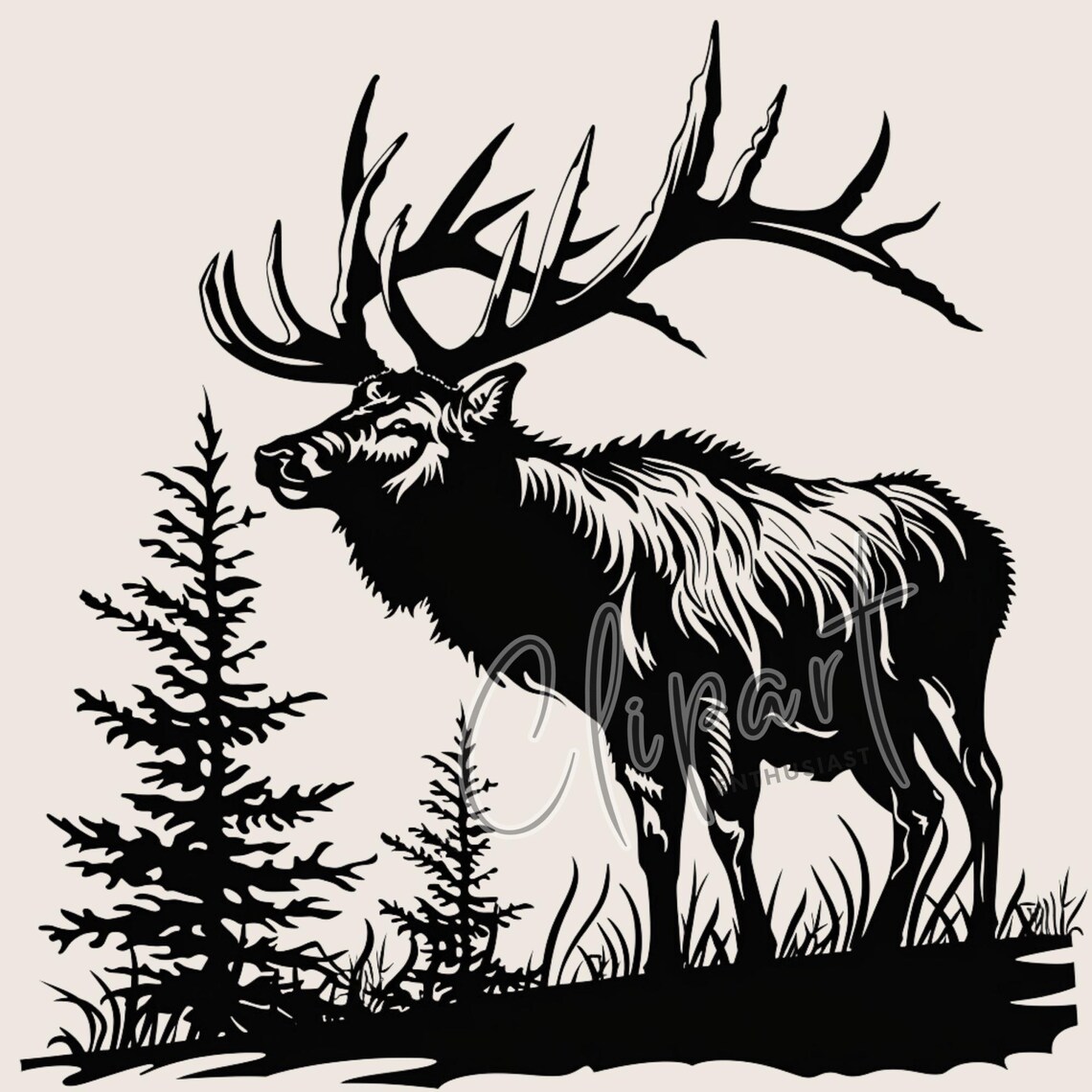 Detailed Bull Elk SVG, Elk Hunting SVG, Sublimation Hunting Design Elk ...