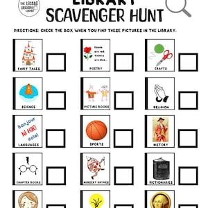 Library Scavenger Hunt - Etsy