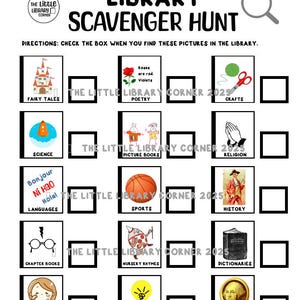 Library Scavenger Hunt - Etsy