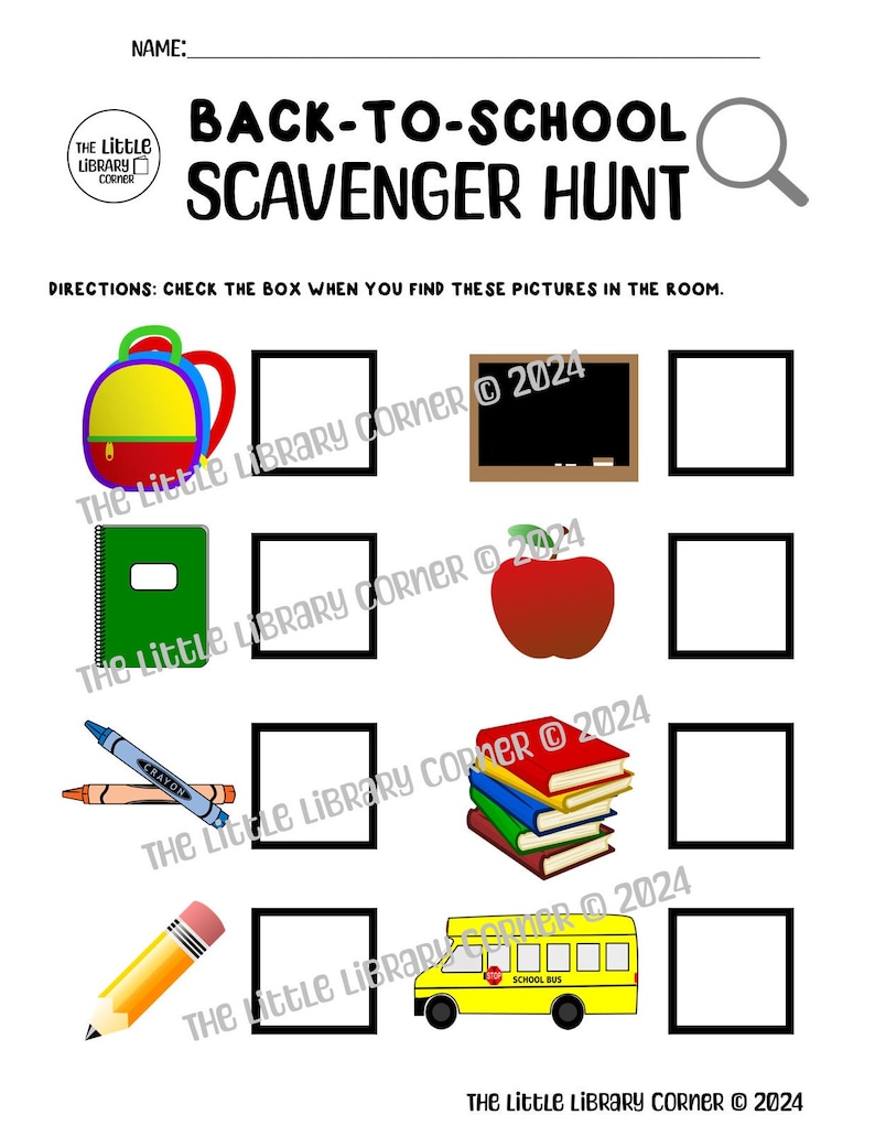 Back to School Scavenger Hunt - Etsy