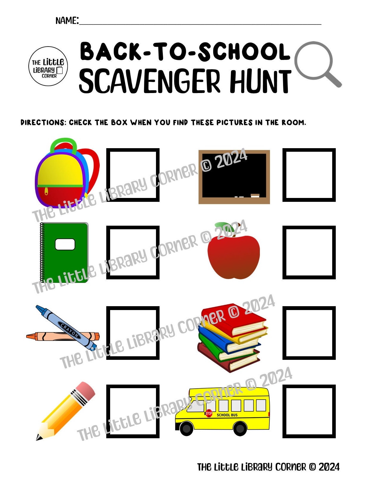 Back to School Scavenger Hunt - Etsy