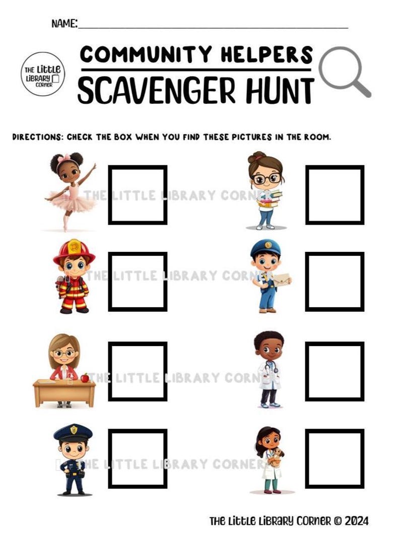 Community Helpers Scavenger Hunt - Etsy