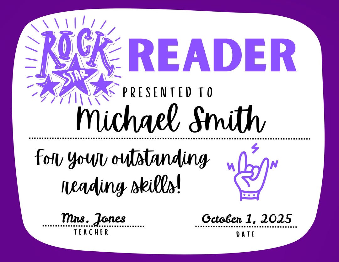 Rock Star Reader Template-editable - Etsy