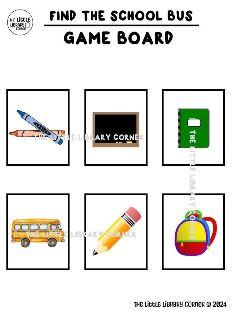 Find the School Bus Game - Etsy