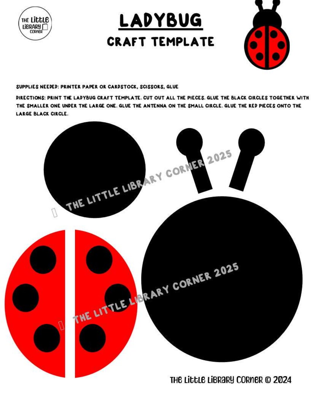 Ladybug and Bee Craft Templates - Etsy