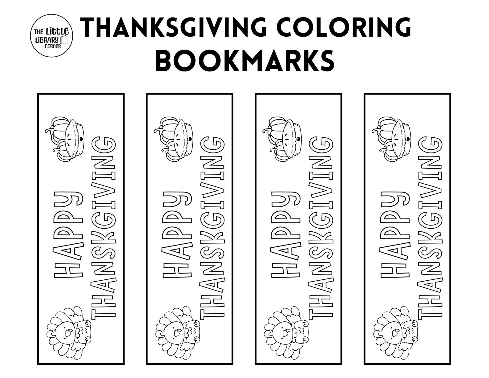 Thanksgiving Coloring Bookmarks - Etsy