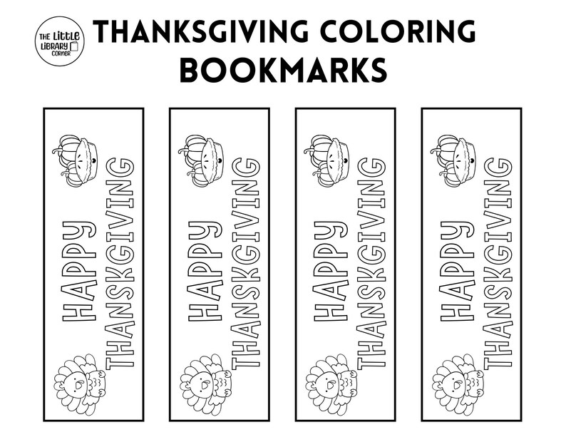 Thanksgiving Coloring Bookmarks - Etsy