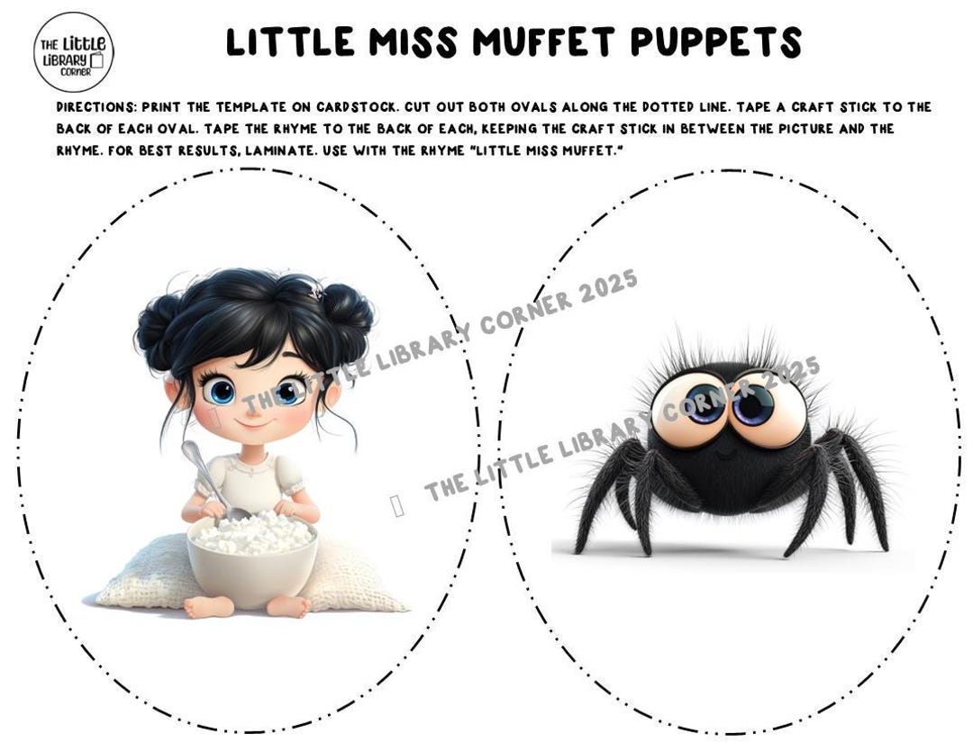 Little Miss Muffet Stick Puppets - Etsy