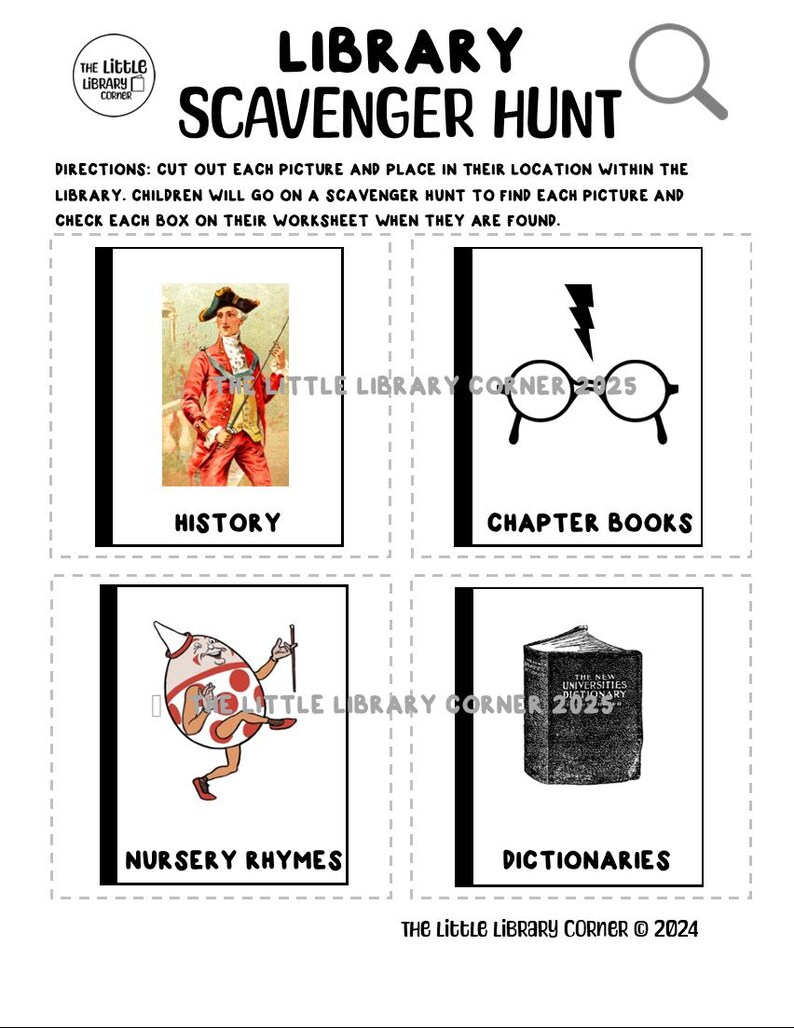 Library Scavenger Hunt - Etsy