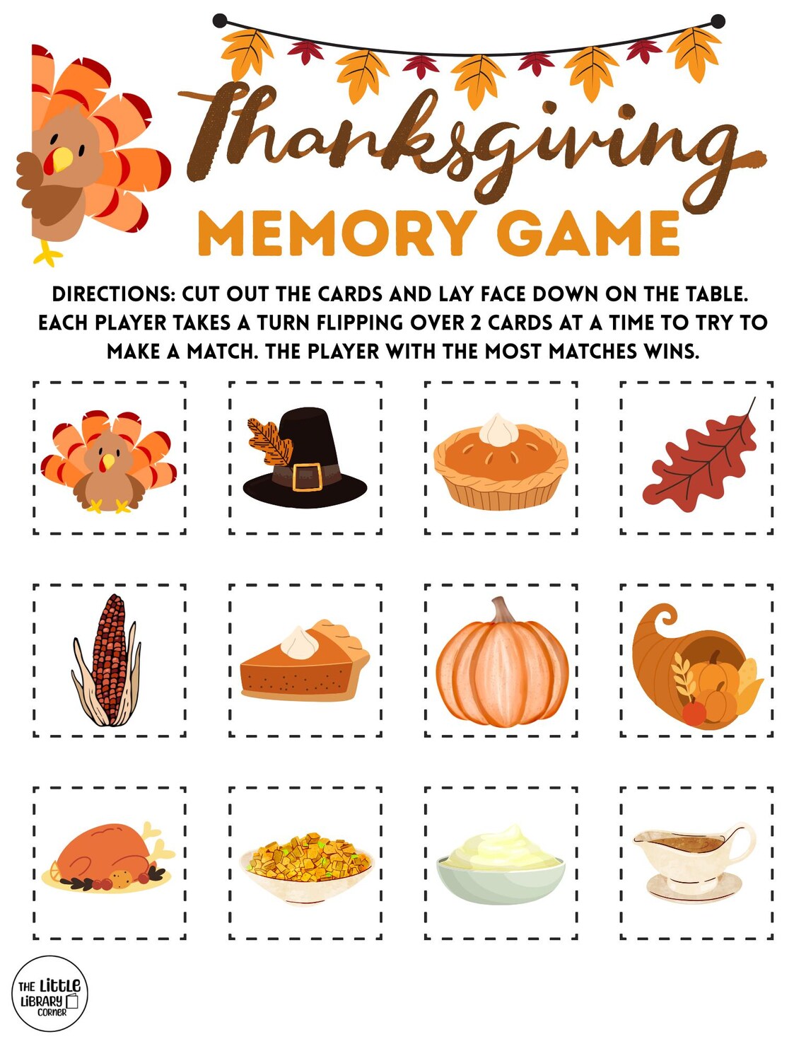 Thanksgiving Memory Game - Etsy