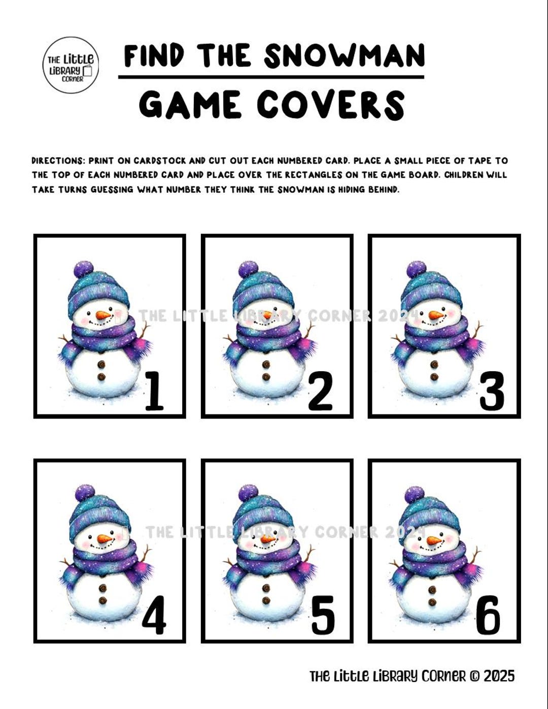 Find the Snowman Game - Etsy