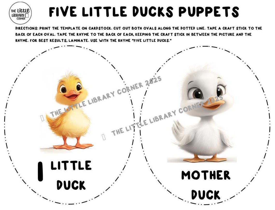Five Little Ducks Puppets - Etsy