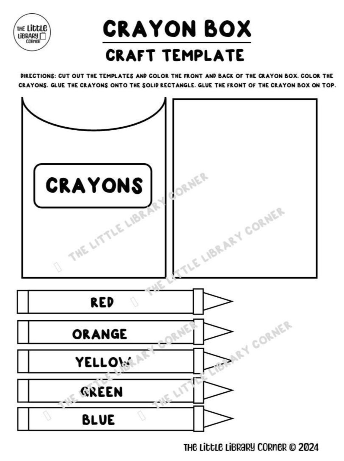 Crayon Box Craft Template - Etsy