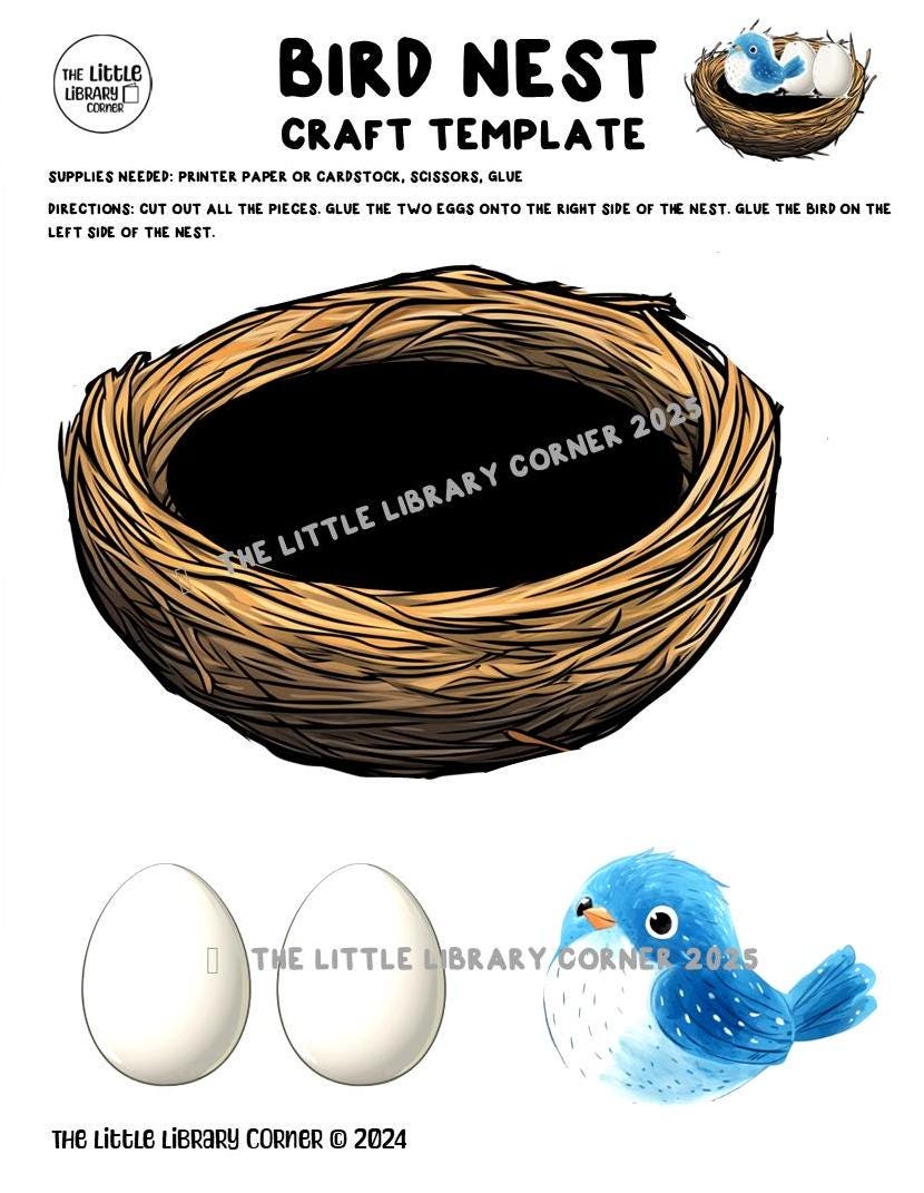 Bird Nest Craft Template - Etsy