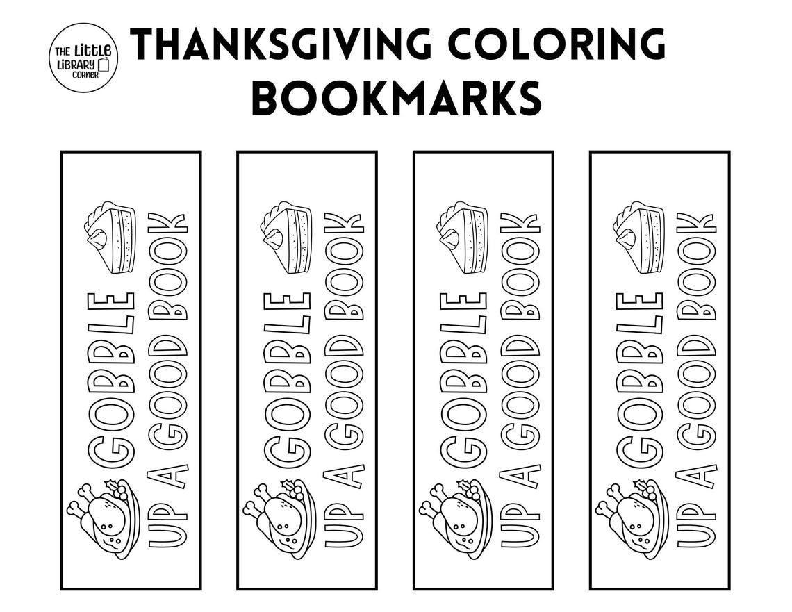 Thanksgiving Coloring Bookmarks - Etsy