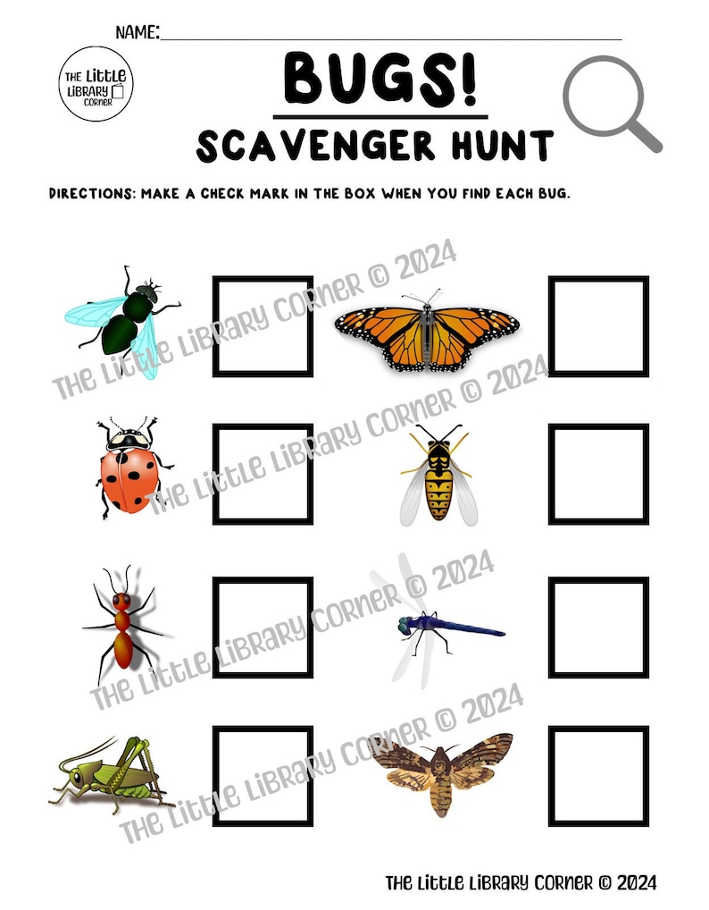Bugs Scavenger Hunt - Etsy